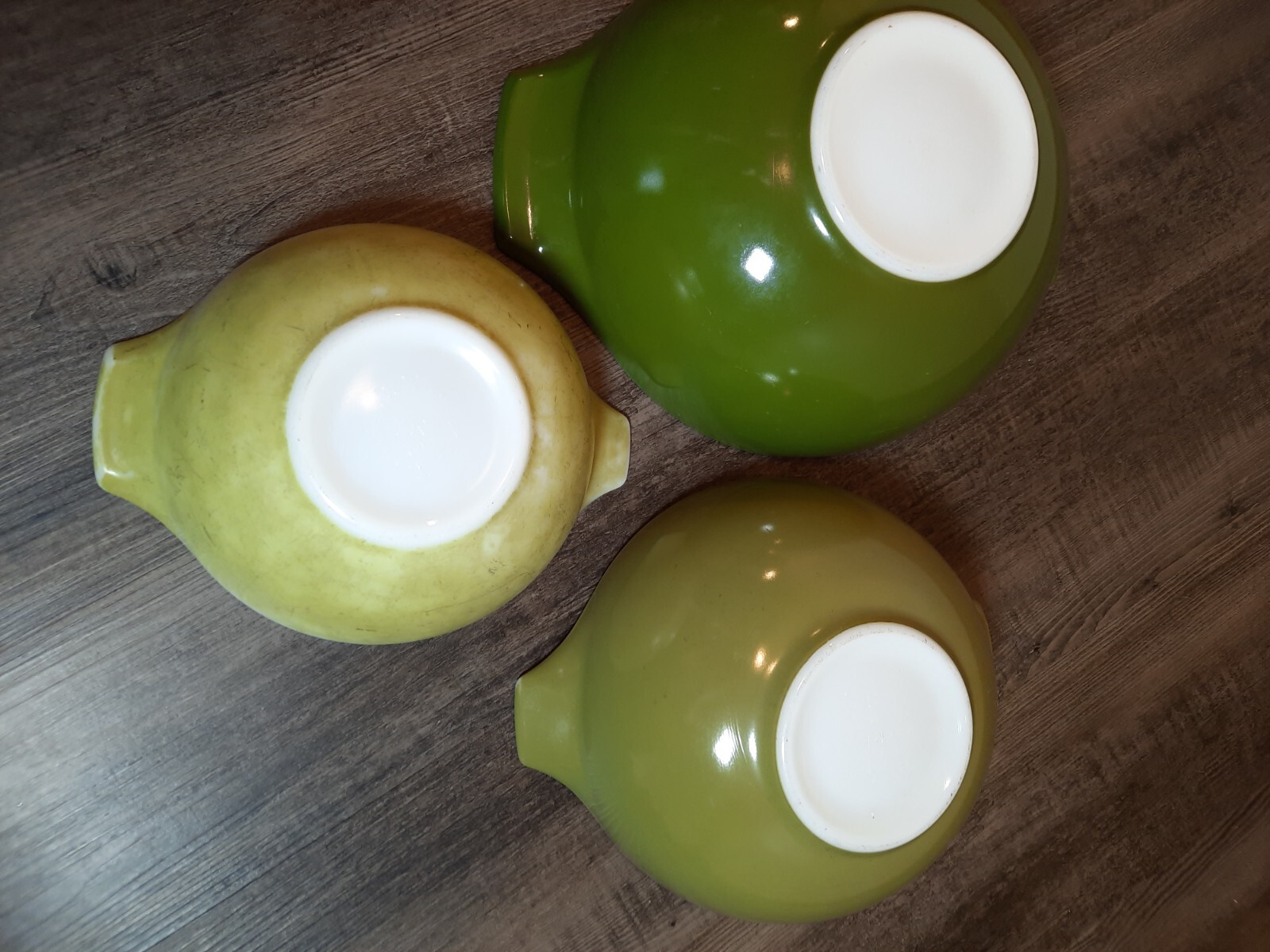 Set of 3 Vintage Pyrex Avocado Spout Green Cinderella Glass Nesting ...