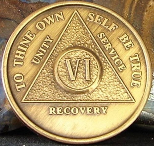 Alcoholics Anonymous AA 6 Year Bronze Medallion Chip Token Sobriety ...
