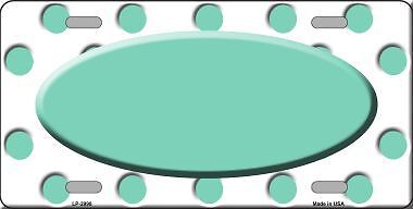 Mint White Polka Dot Teal Center Oval Metal Novelty License Plate Tag ...