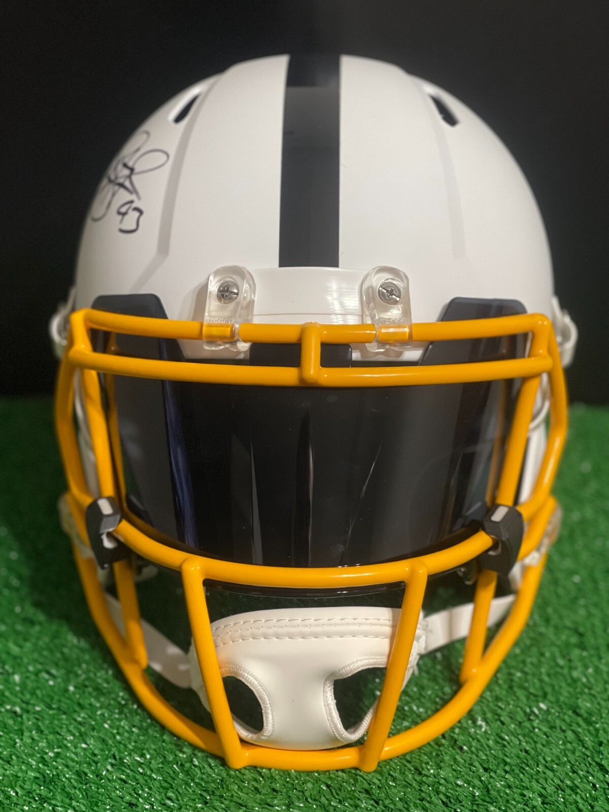 Troy Polamalu Autographed Steelers Flat White Full-Size Helmet Rep ...