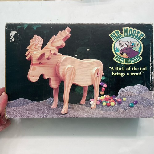 RARE WITH BOX Scaasis MR MOOSE Wooden Candy Dispenser "Poops" Candy | eBay