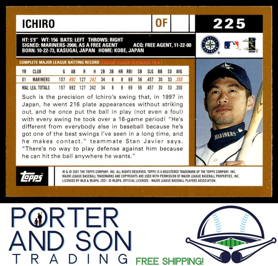 Ichiro Rookie Cup 2002 Topps #225 Seattle Mariners Baseball Card | eBay