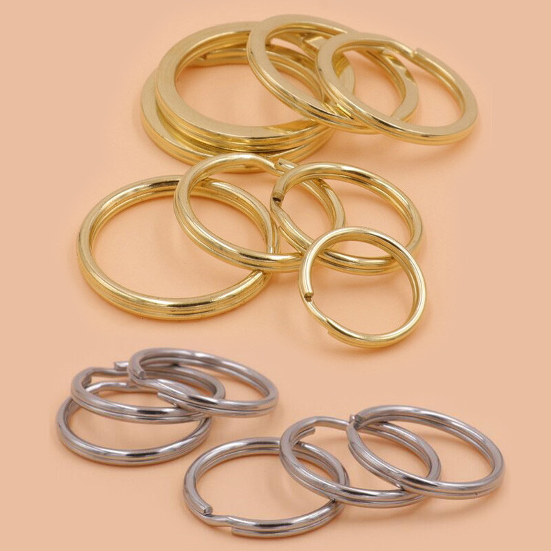 10X 10~38mm Brass Stainless Steel Split Rings Double Loop Key Ring ...