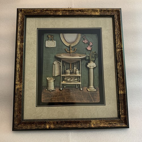 Antique Bathroom Style Shadow Box Wall Art 3D 15”x14”x2” | eBay