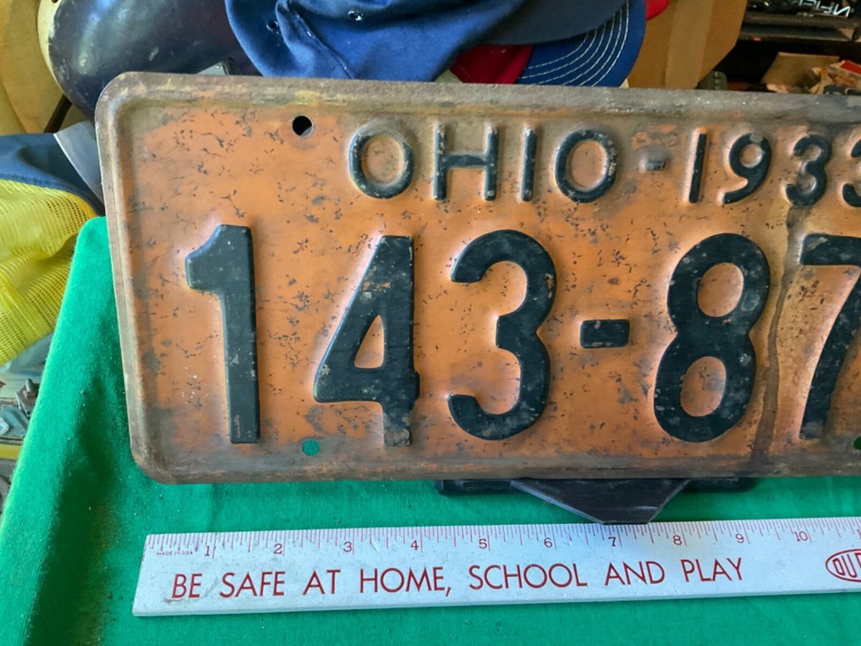 License Plate Tag Vintage Ohio 143 874 1933 Rustic | eBay