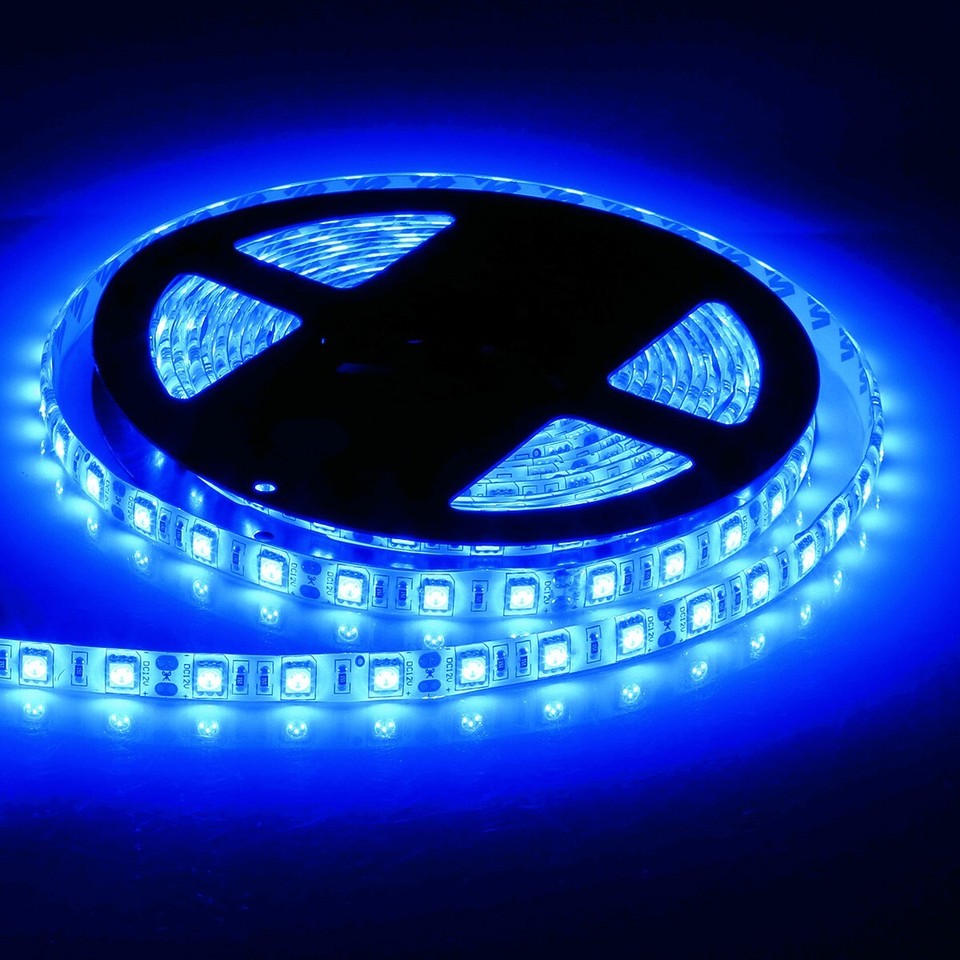 Waterproof Blue LED Strip Light Black PCB 300LEDs 5050 SMD Flexible ...