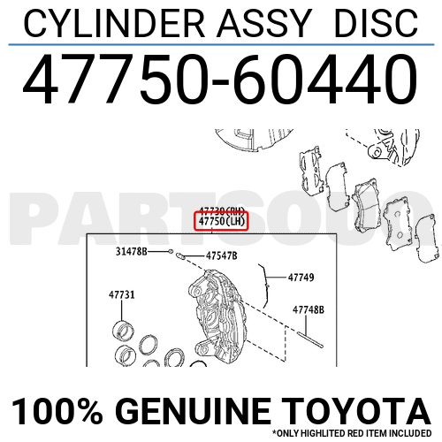 4775060440 Genuine Toyota CYLINDER ASSY DISC 47750-60440 | eBay