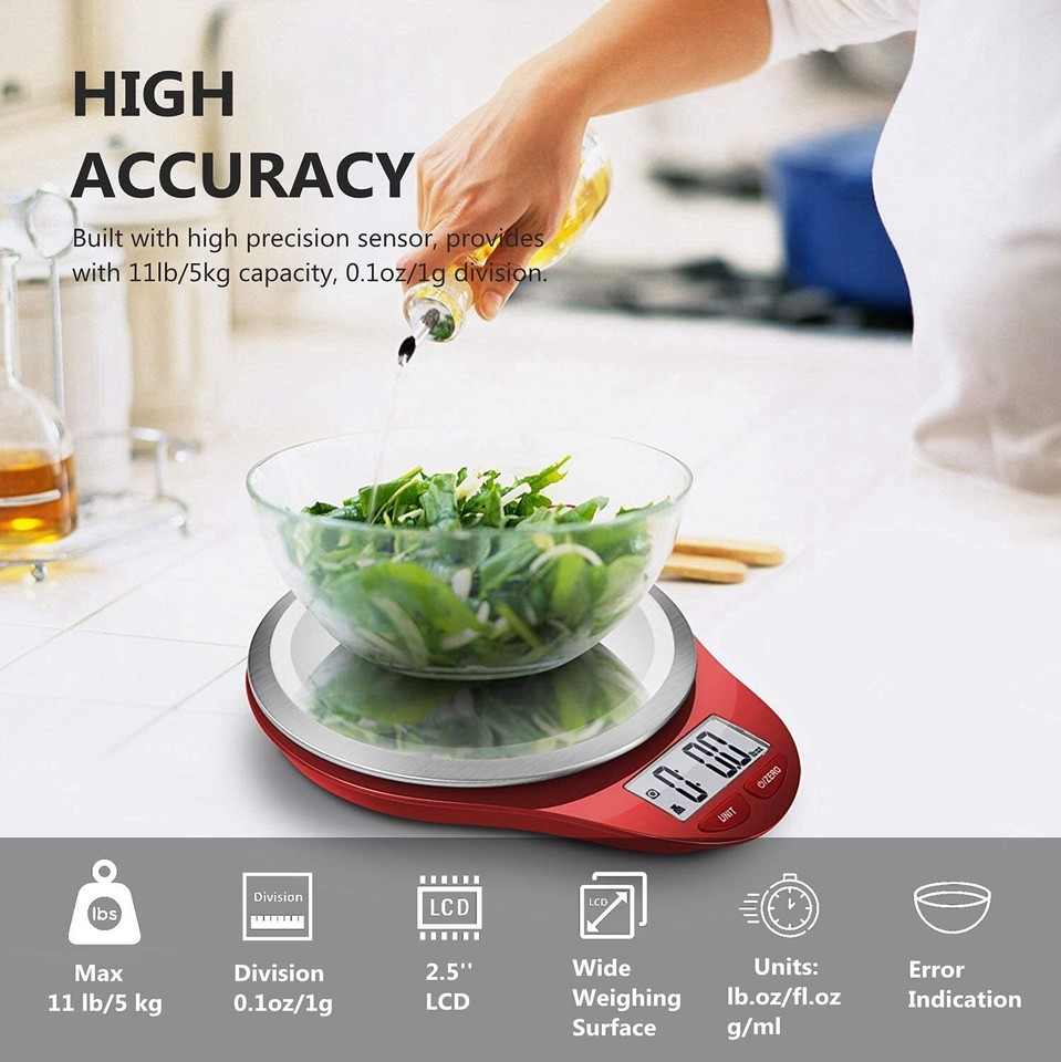 Balanza Digital De Cocina Bascula Para Gramos Gramera Pesa de Alimentos ...