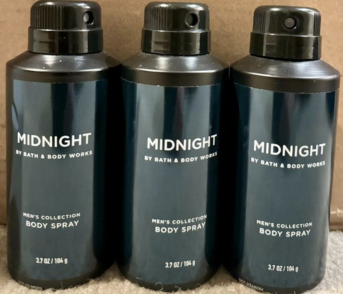 3 X BATH AND BODY WORKS MIDNIGHT BODY SPRAY FOR MEN 3.7 FL OZ Each Rare ...