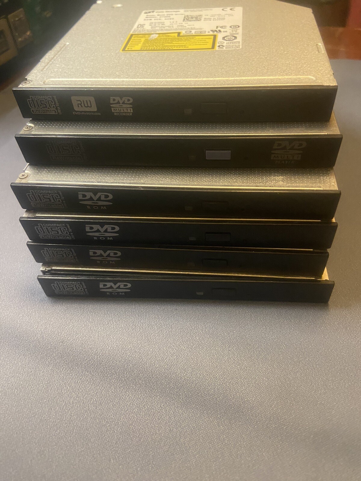 LOT of 6 HITACHI HL Data Storage Slim CD-ROM DVD-ROM Black Bezel SUPER ...