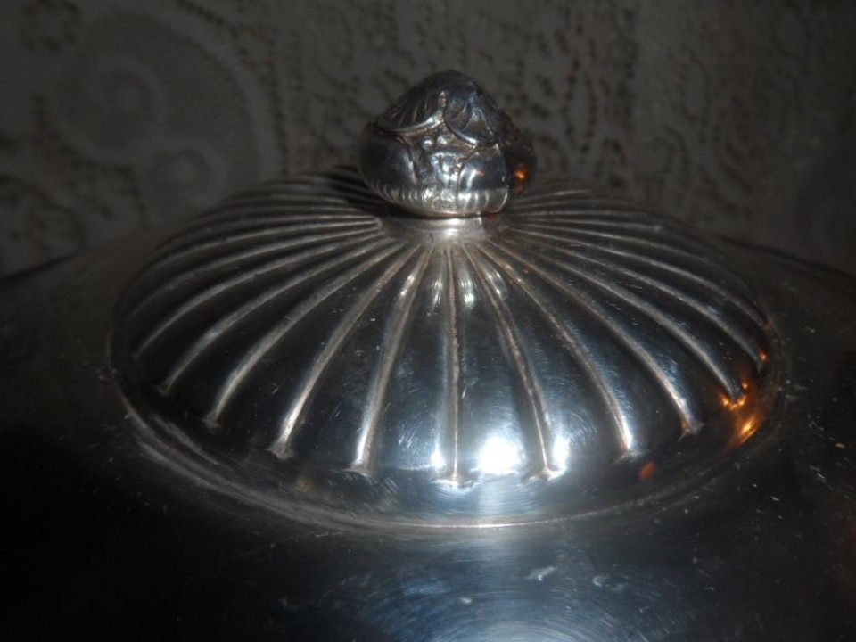 Vntg Ornate Pilgrim SilverPlate w/Glass Pyrex Chafing Dish Casserole ...