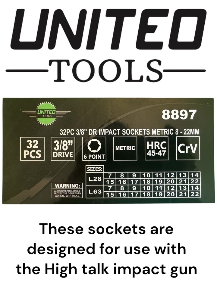 32PC 3/8" DRIVE IMPACT SOCKET SET (STANDARD & DEEP) 6 POINT PROFILE ...