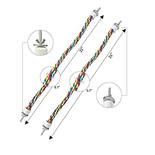 2PCS Bird Rope Perches, Colorful Cotton Parrot Toys Comfy Perch for ...