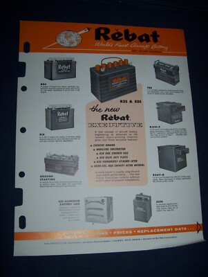 Vintage Rebat Aircraft Battery Spec and Price Sheet R-116-E | eBay