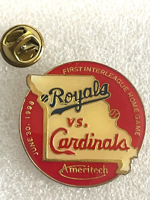 1998 STL Cardinals KC Royals Lapel Hat Pin First Interleague Home Game ...