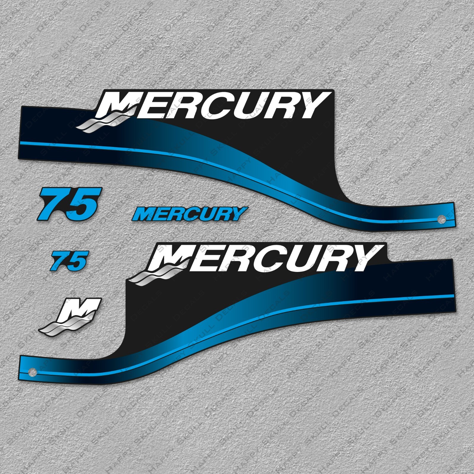 Mercury 75hp ELPTO Two Stroke 1999-2006 outboard engine decals BLUE ...