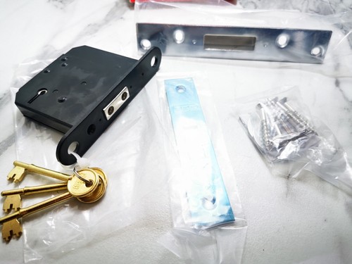 TSS BS3621 5 LEVER MORTICE DEADLOCK DOOR LOCK SATIN CHROME 3 KEY 3 ...