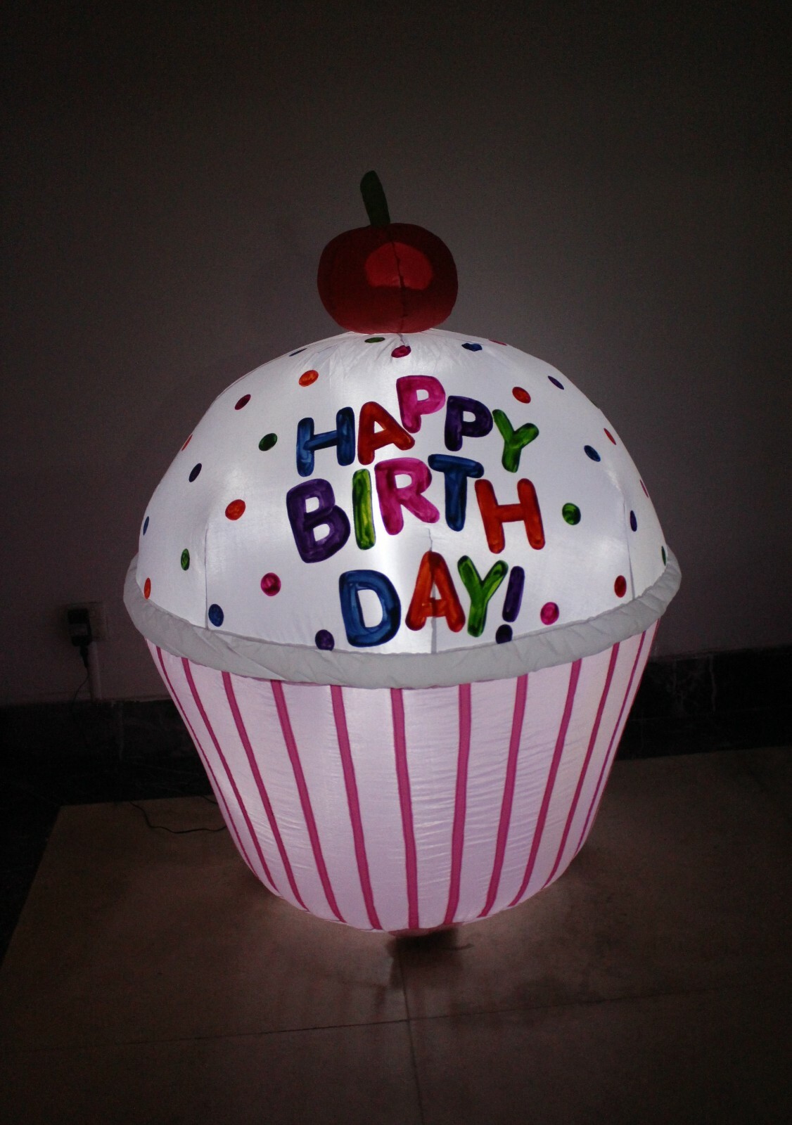 4 Foot Air Blown Inflatable Yard Decoration Happy Birthday Cherry ...