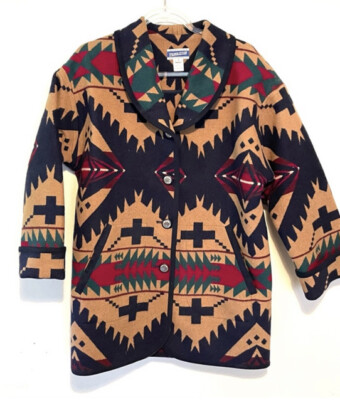 62 Vintage Pendleton Knockabouts Wool Coat Jacket Aztec Tribal ...
