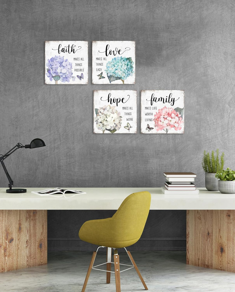 Faith Love Hope Family Wall Decor: Inspirational Quotes Wall Art ...