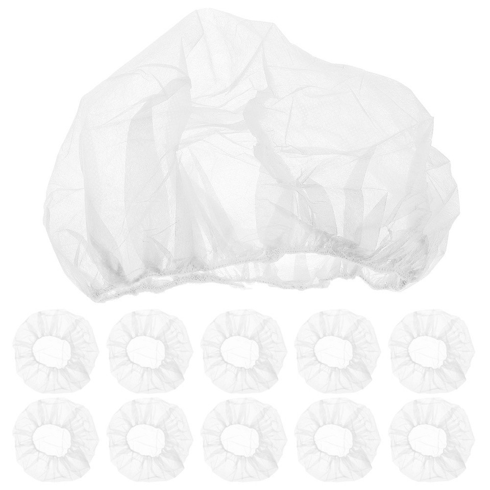 100 Pcs Disposable Hair Cap Elastic Bouffant Caps Net Food Service ...