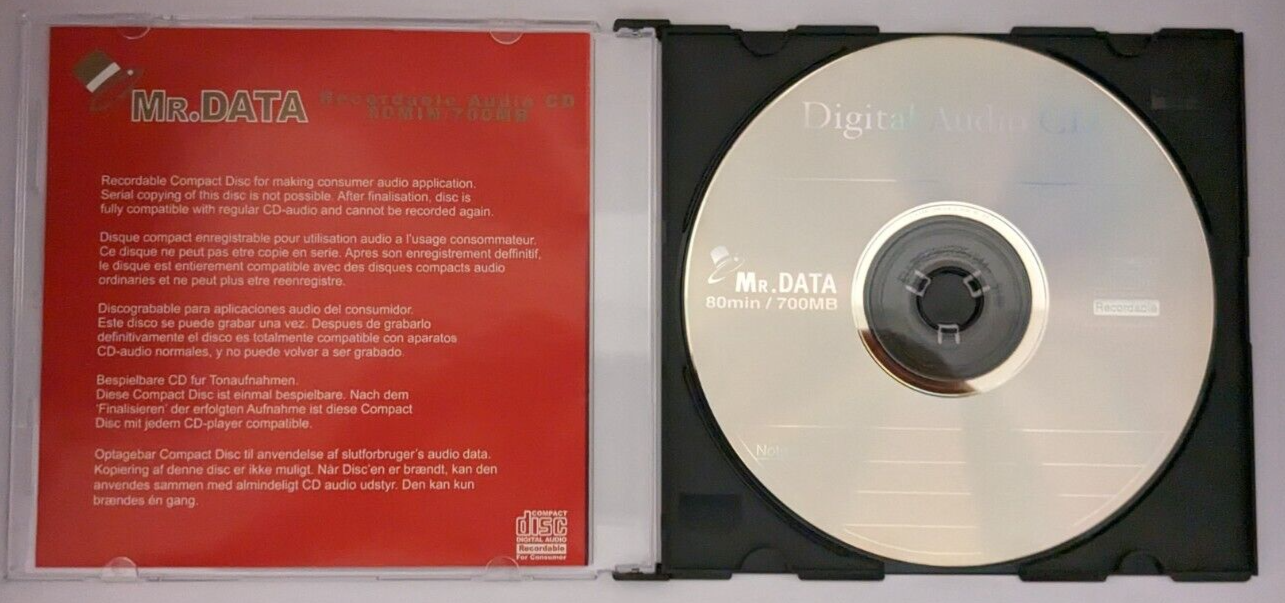 MR DATA CD-R 5 PACK / 80 MIN Digital Audio Music Blank CDR Discs - NEW ...