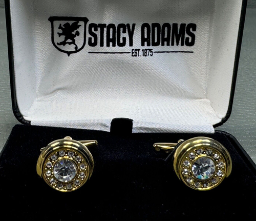 Super Bling Yellow Gold Plated Cuff Links by Stacy Adams | eBay