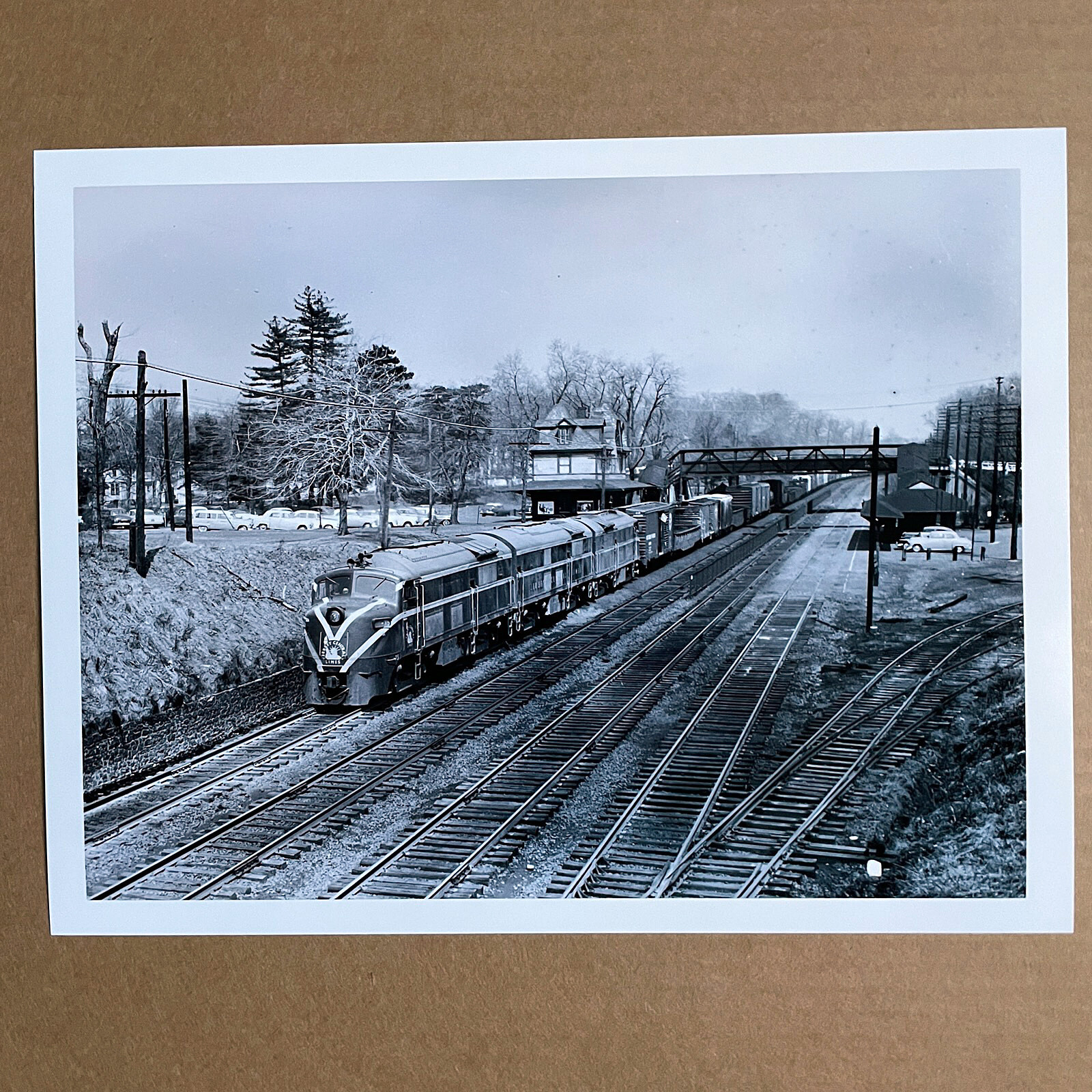 Central Railroad of NJ CNJ @ Fanwood, NJ Westbound Freight Train 8.5X11 ...
