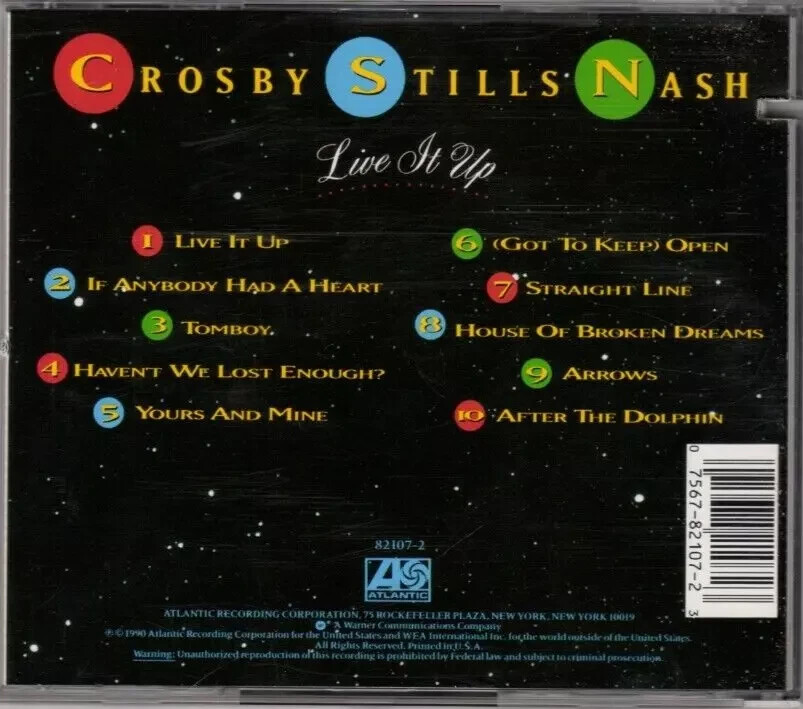 Crosby Stills Nash CSN - Live It Up (1990 Atlantic reunion CD) LN10 | eBay