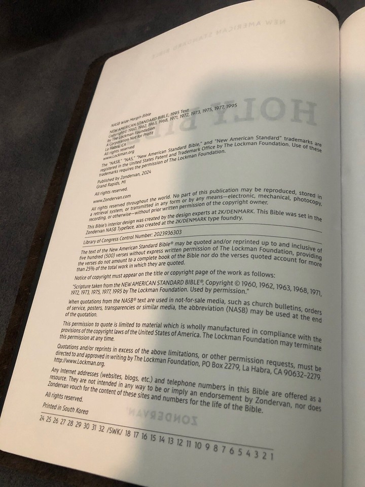 NASB Bible 1995 (text) Wide Margin Soft Black Leather New American ...