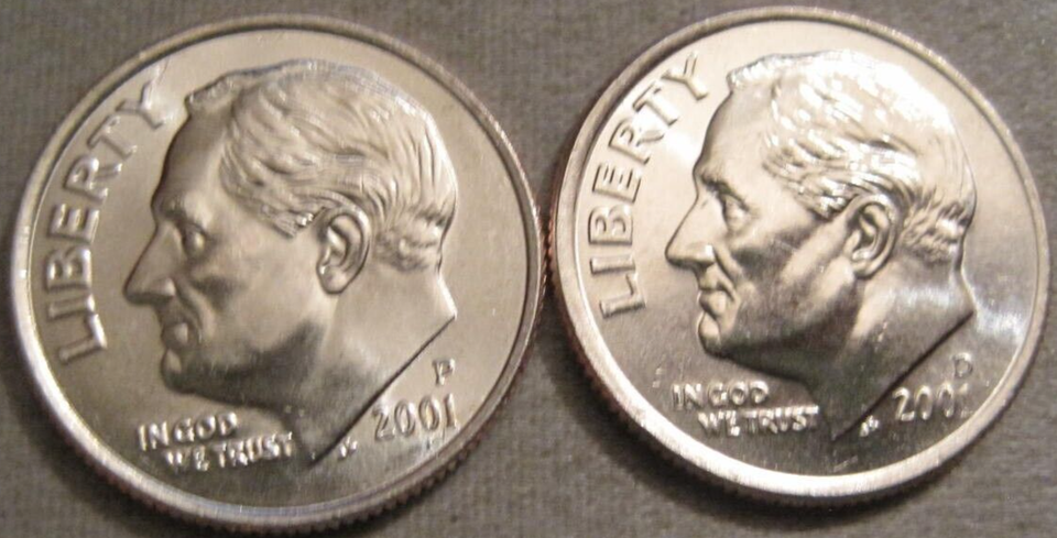 SELLING AS SHOWN - 2001 P & 2001 D UNCIRCULATED ROOSEVELT DIMES * 2 ...