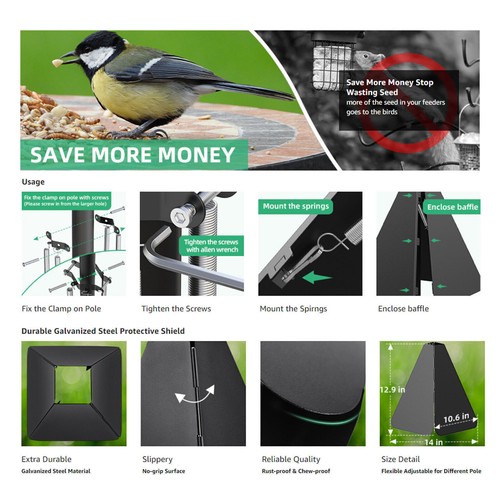 Squirrel Baffle Effective Defense Professional Bird Food House Squirrel ...