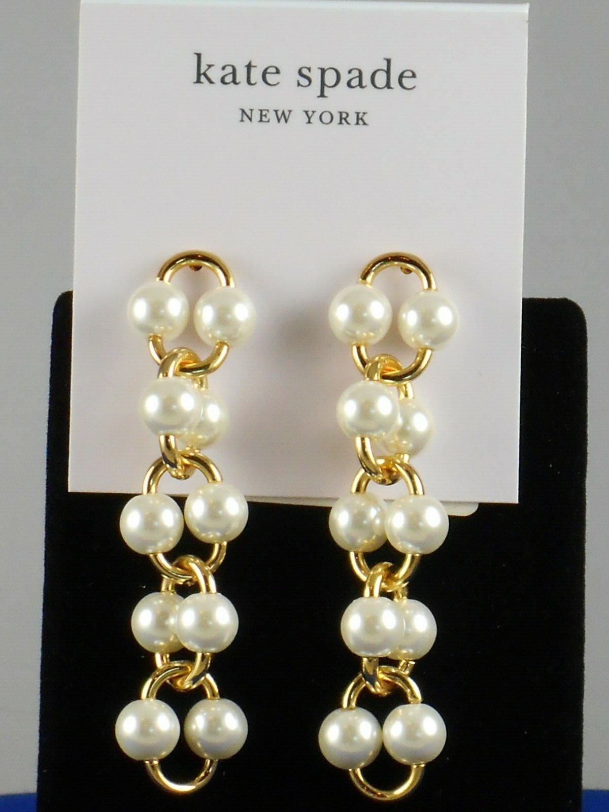 Kate Spade Gold Plated NOUVEAU PEARLS Faux Pearl Link Linear Drop ...