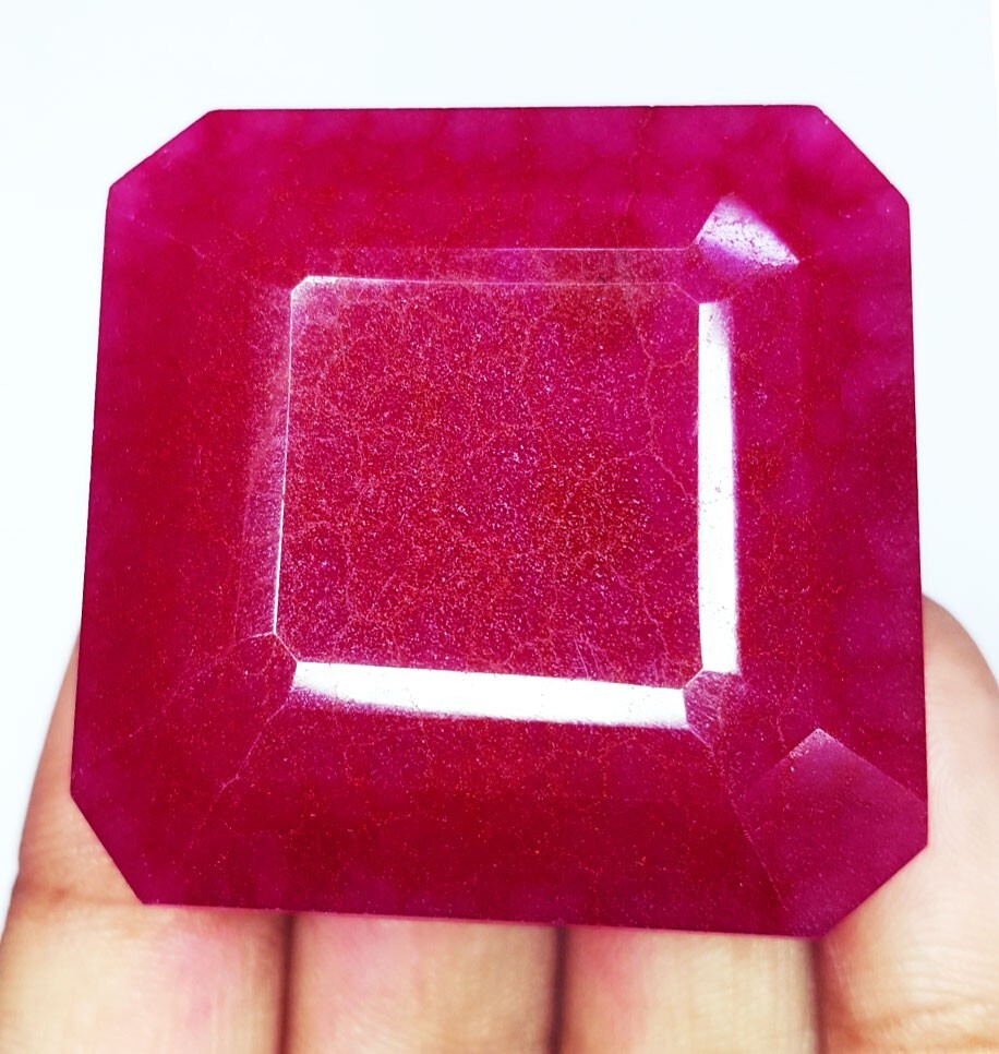 Natural Red Ruby 222.87 Ct Loose Gemstone Certified Opaque Square Cut ...