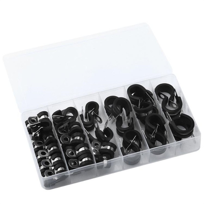 52PCS Rubber Cushion Insulated Clamp Stainless Steel Cable Clamps ...