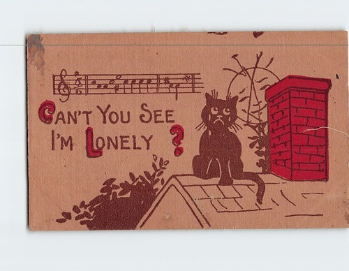 Postcard Cant You See Im Lonely? with Cat Crying Moon Chimney Comic Art Print | eBay