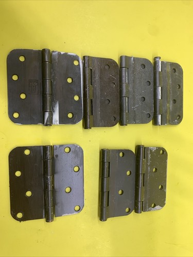 (7). 4"X4" w 5/8" Radius Round Corner Door Hinges Exterior Tab SCREWS ...