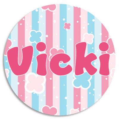 Vicki - Circle Sticker Decal 3 Inch - Name Tag Water Bottle School ...