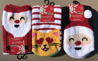 Lot of 3 Women’s APARA Moisturizing Spa Jammies Santa & Cat Christmas ...