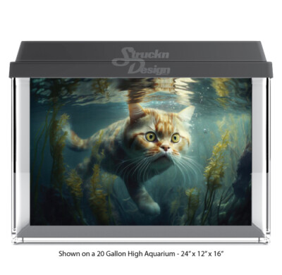 Ginger Cute Swimming Polyester Fish Tank Glass Backdrop Aquarium ...