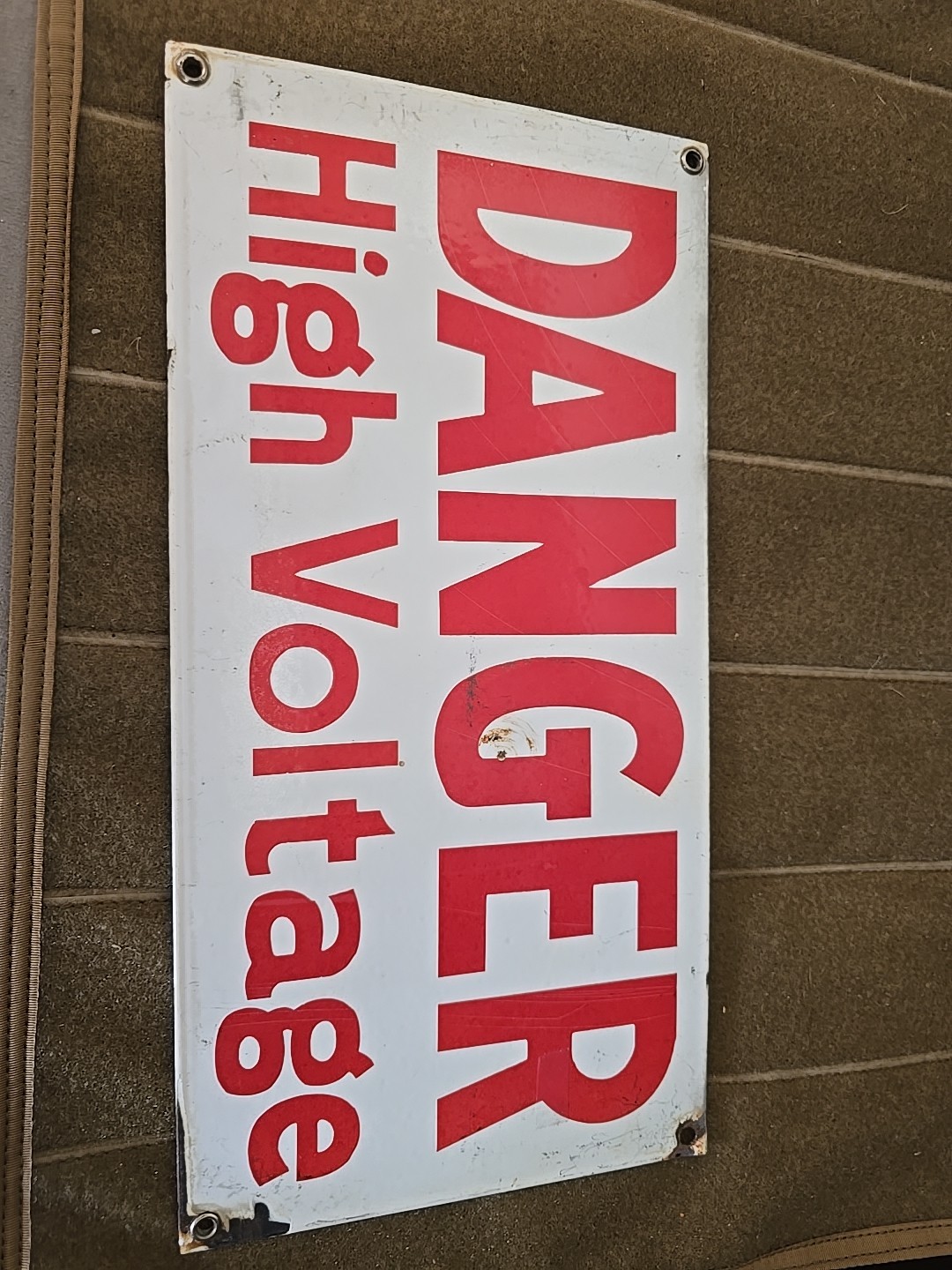 Vintage Porcelain Enamel Danger Sign (B3C) High Voltage (JSF6) Red ...
