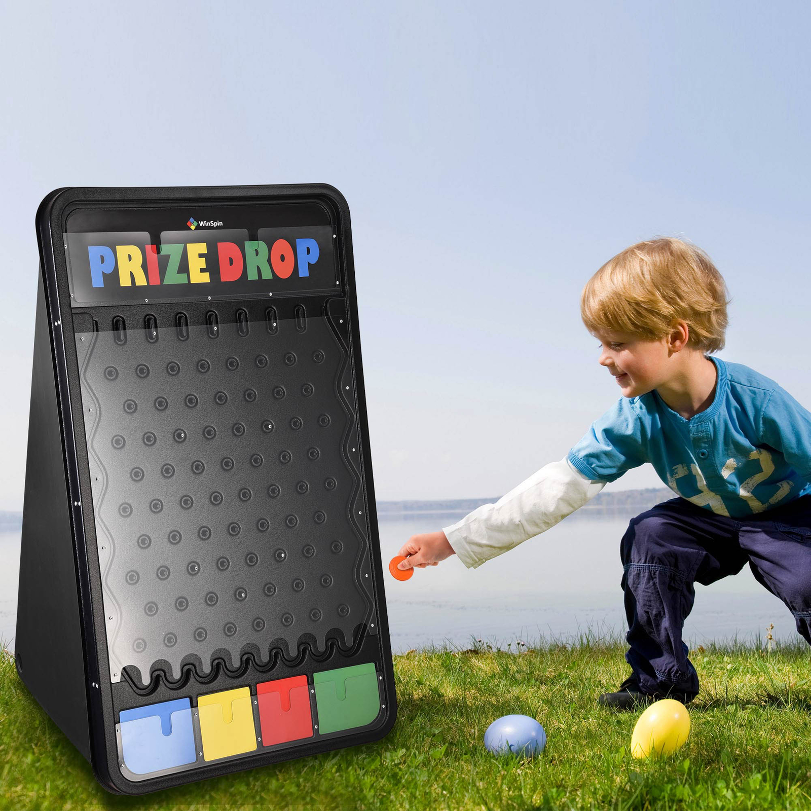 WinSpin 24" Dual Use 14 Slots Prize Wheel 41x25" Prize Drop Game Board ...