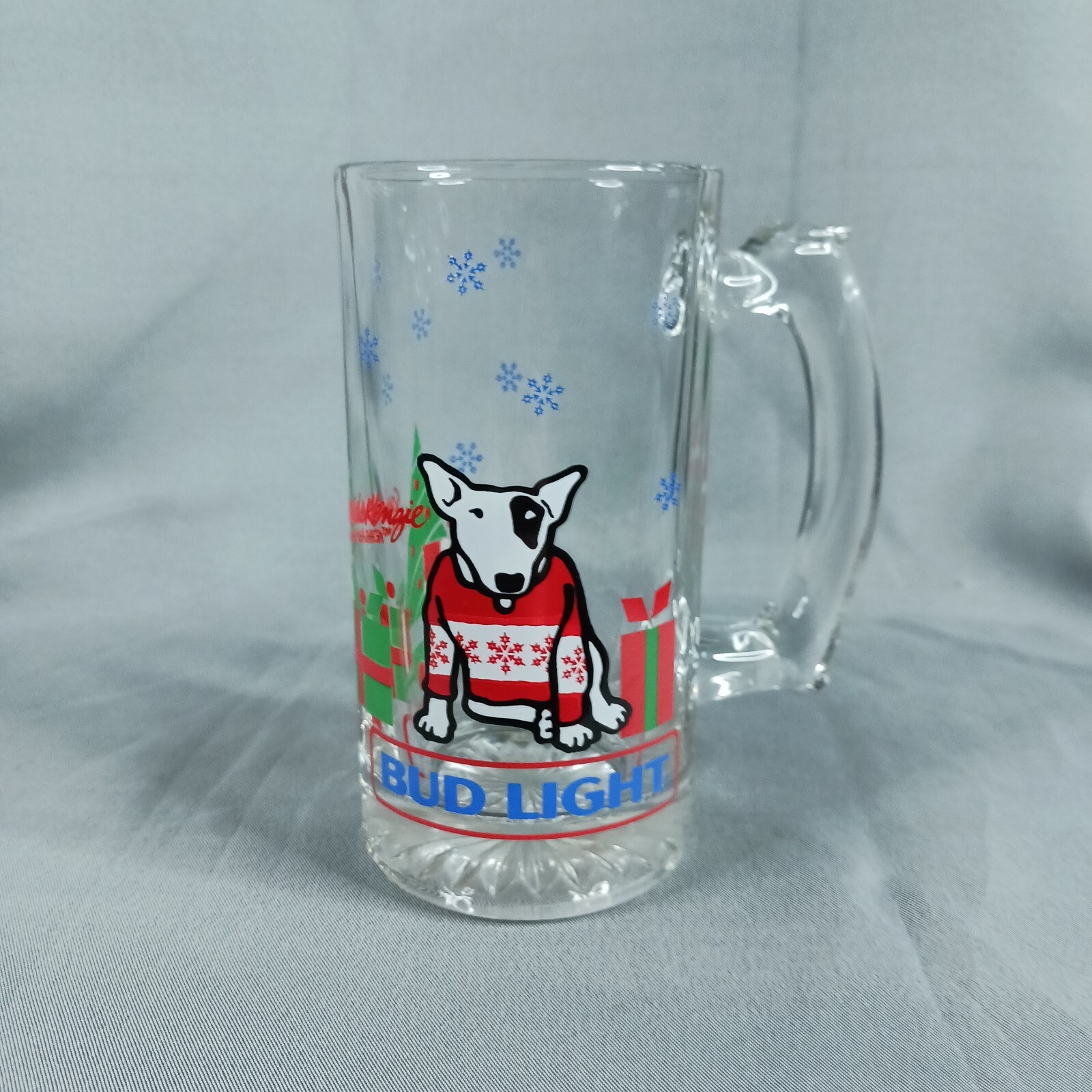 1987 Spuds Mackenzie Vintage Bud Light Glass Christmas Beer Mug 32 oz ...