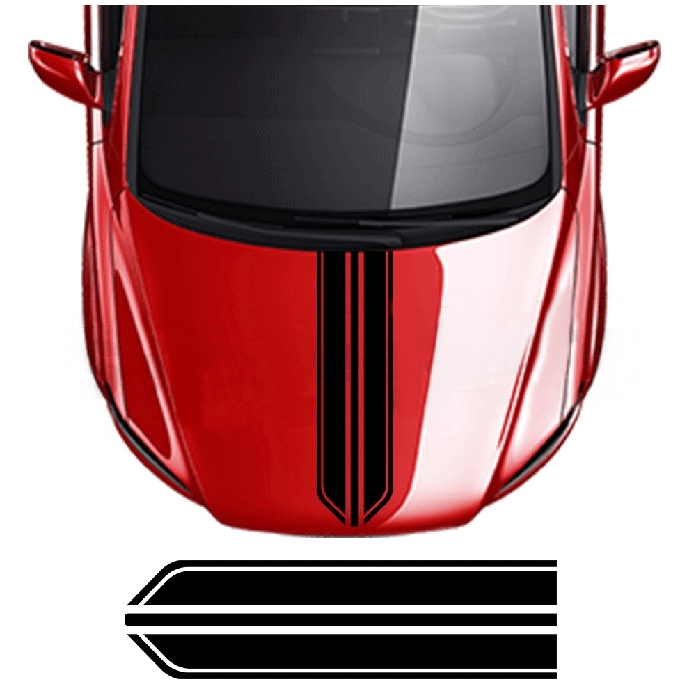 Car Hood Bonnet Stickers Racing Sport Stripe Graphic Engine Cover Vinyl ...