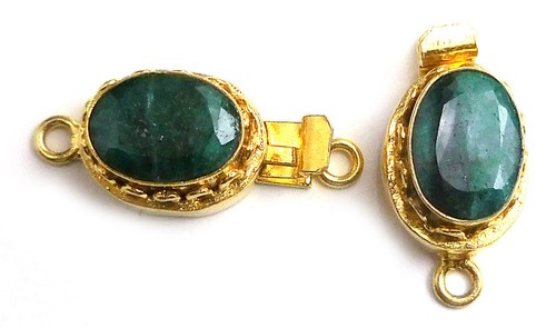 2 Pc Emerald Gemstone Box Clasp 1 Strand 18k Gold Plated | eBay