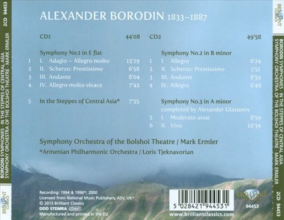 BORODIN: SYMPHONIES 1-3; IN THE STEPPES OF CENTRAL ASIA NEW CD ...