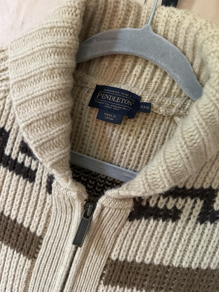 Pendleton Westerly Big Lebowski Cowichan Zip Wool Sweater Cardigan Sz ...