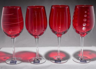 Set of 4 Mikasa Cheers Ruby Red Wine/Water Glasses 15.75 oz NewWT Some ...