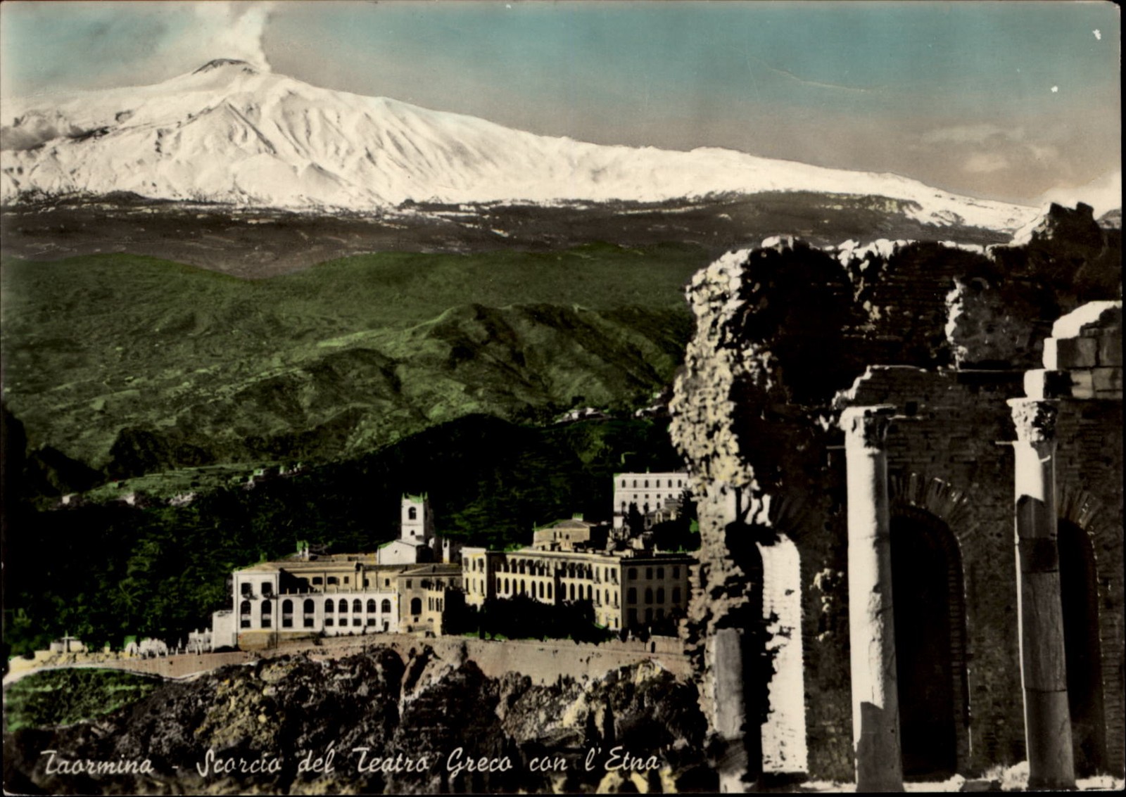 RPPC Taormina Sicily Mount Etna view Italy vintage postcard n786 | eBay