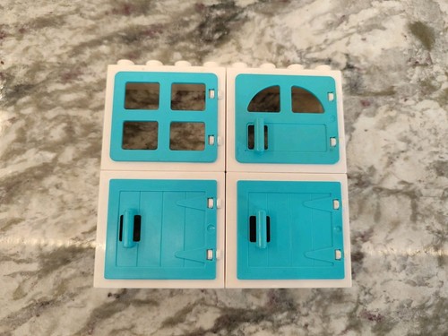 Lego Duplo Windows and Doors x 4 Blue And White Matching Set | eBay UK